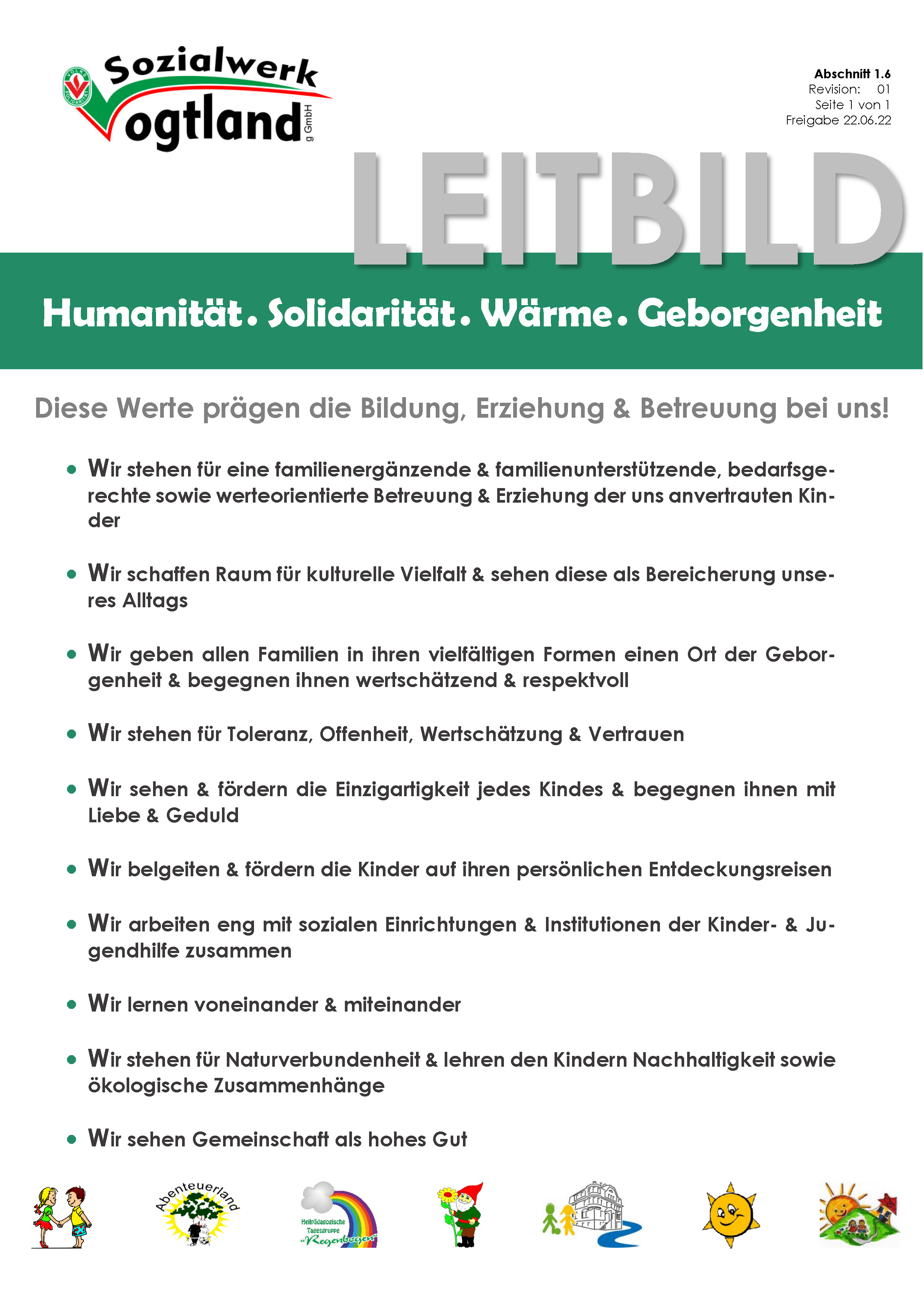 VOLKSSOLIDARITÄT - Soziale Dienste Oberes Vogtland e. V. - Leitbild KINDER